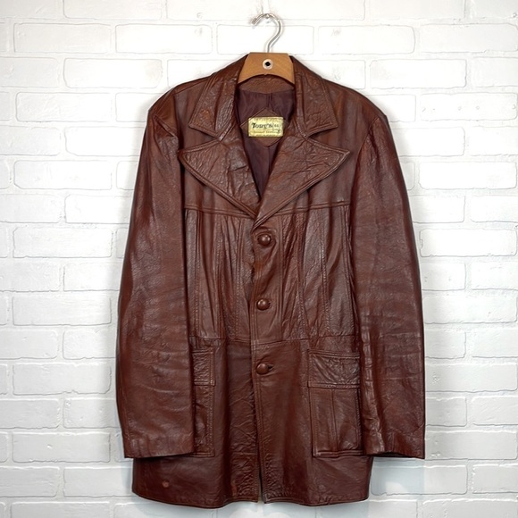 Vintage | Jackets & Coats | Vintage Cognac Leather Oversized Longline ...